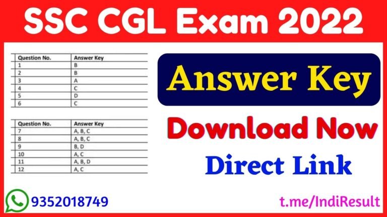 SSC CGL Answer Key 2022 Download Tier-1 Responce Pdf - IndiResult.in